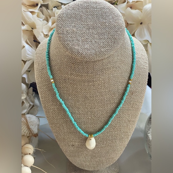 Jewelry | Choker Necklace Conch Shell Beaded Turquoise Summer Jewelry ...